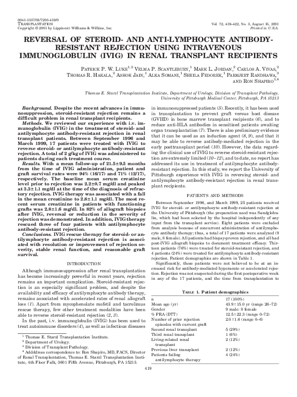 (PDF) REVERSAL OF STEROID- AND ANTI-LYMPHOCYTE ANTIBODY- RESISTANT ...