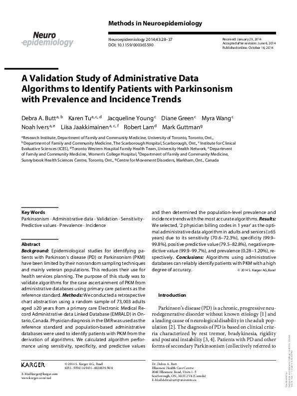 (PDF) A Validation Study of Administrative Data Algorithms to Identify Patients with ...