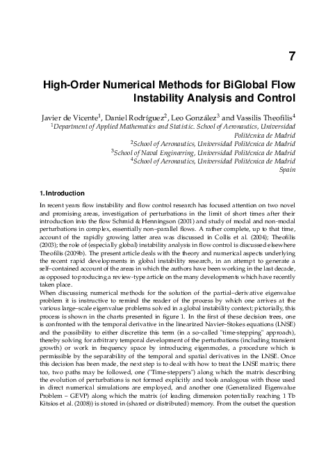 (PDF) High-Order Numerical Methods for BiGlobal Flow Instability Analysis and Control