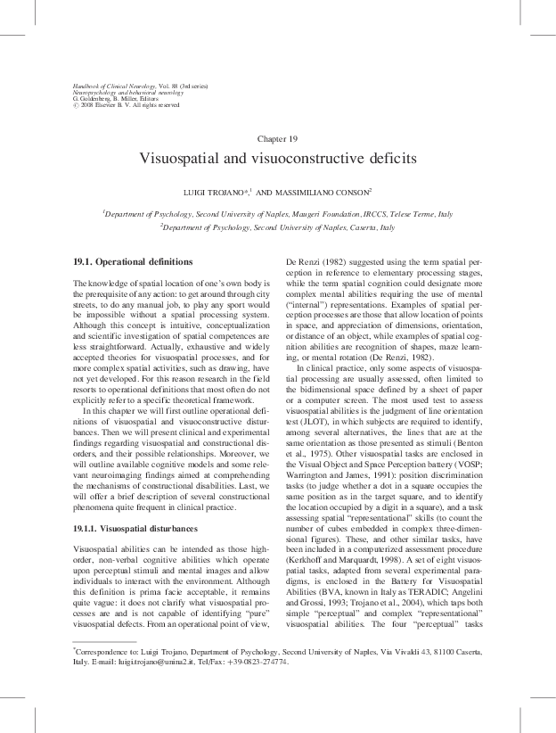 (PDF) Visuospatial and visuoconstructive deficits