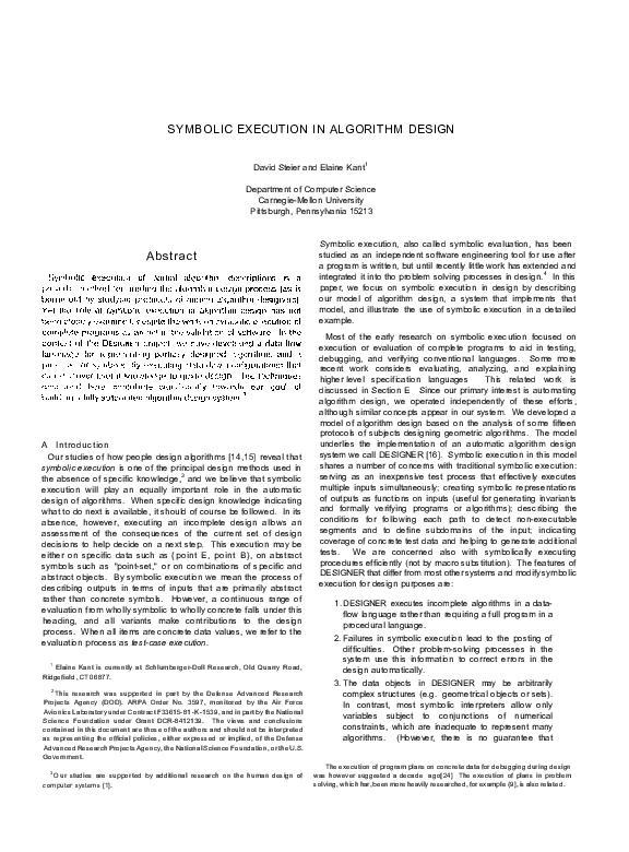 (PDF) Symbolic execution in algorithm design