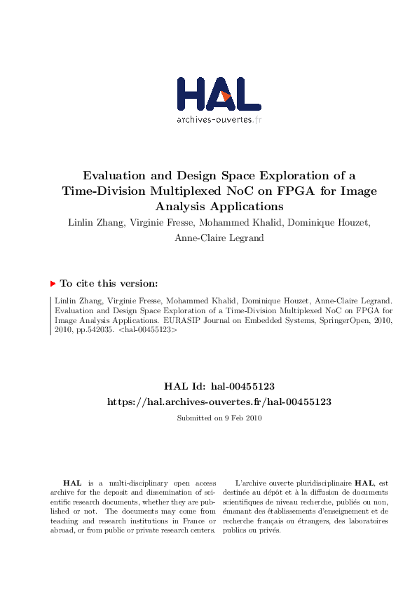 (PDF) Evaluation and Design Space Exploration of a Time-Division Multiplexed NoC on FPGA for ...