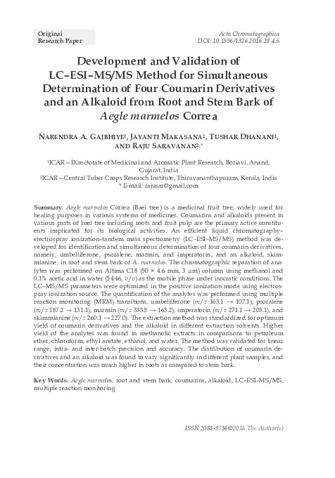 Pdf Development And Validation Of Lc Esi Msms Method For Simultaneous Determination Of Four