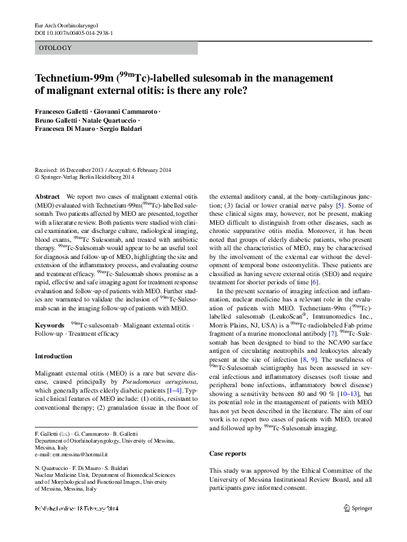 (PDF) Technetium-99m (99mTc)-labelled sulesomab in the management of ...