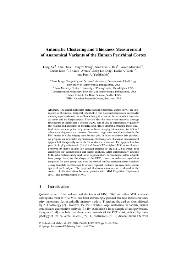 (PDF) Automatic Clustering and Thickness Measurement of Anatomical ...