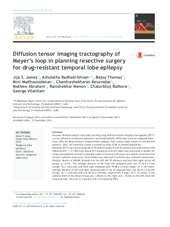 (PDF) Diffusion tensor imaging tractography of Meyer's loop in planning ...