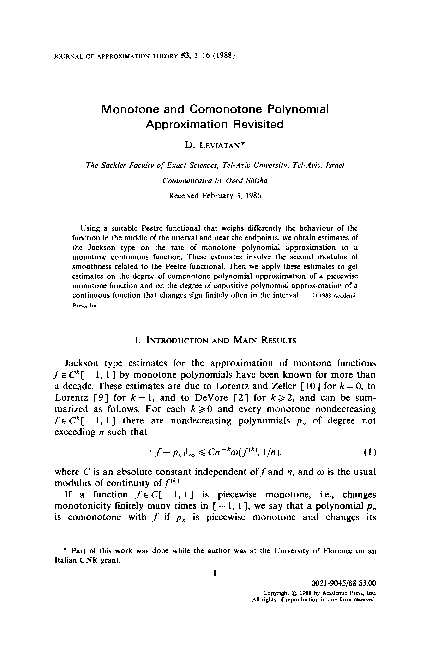 (PDF) Monotone and comonotone polynomial approximation revisited