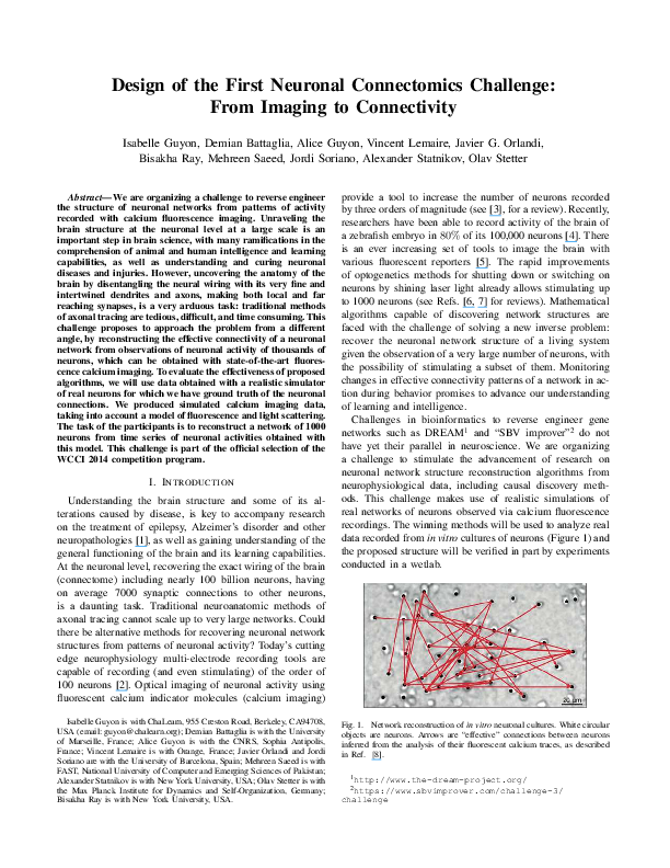 Pdf First Neuronal Connectomics Challenge From Imaging To Connectivity