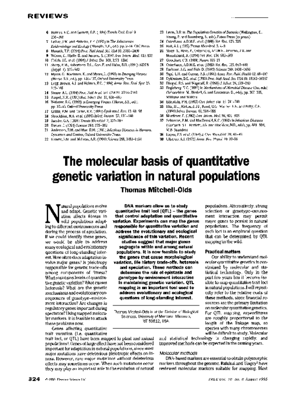 (PDF) The molecular basis of quantitative genetic variation in natural populations