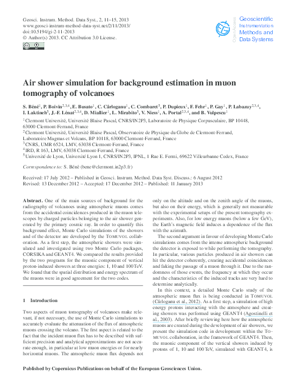 (PDF) Air shower simulation for background estimation in muon ...