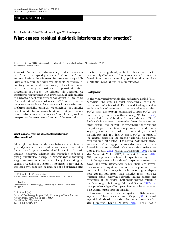 (PDF) What causes residual dual-task interference after practice?
