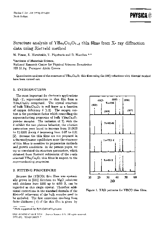 (PDF) Structure analysis of YBa2Cu3O7-δ thin films from X-ray ...