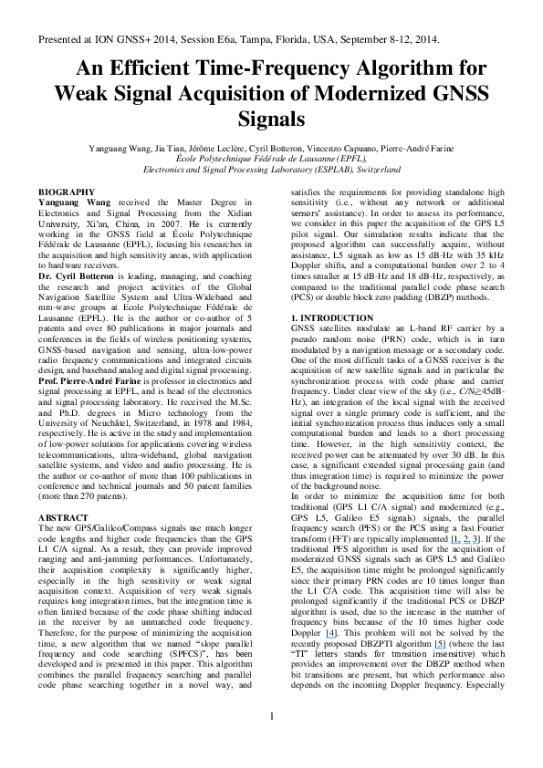 (PDF) An Efficient Time-frequency Algorithm for the Weak Signal Acquisition of Modernized GNSS ...