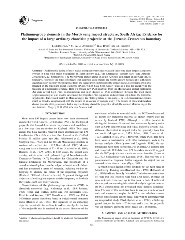 (PDF) Platinum-group elements in the Morokweng impact structure, South ...