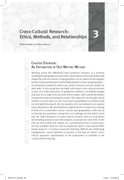 (PDF) Cross-cultural research: ethics, methods, and relationships