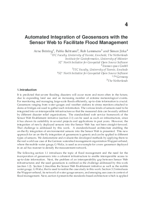(PDF) Automated Integration of Geosensors with the Sensor Web to Facilitate Flood Management