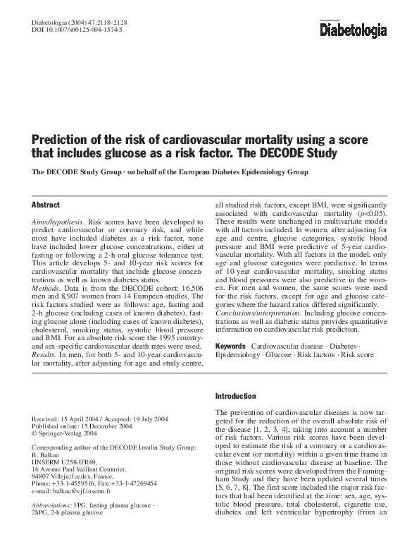 (PDF) DECODE Study Group; European Diabetes Epidemiology Group ...