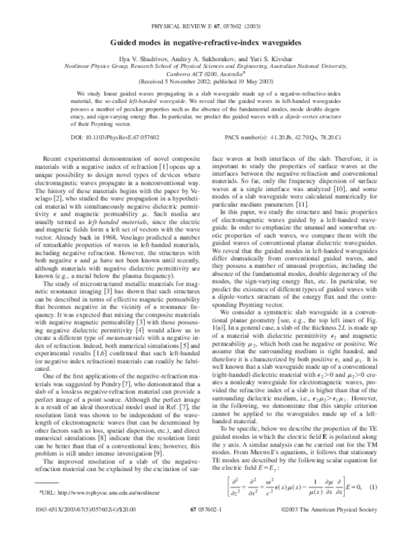 (PDF) Guided modes in negative-refractive-index waveguides