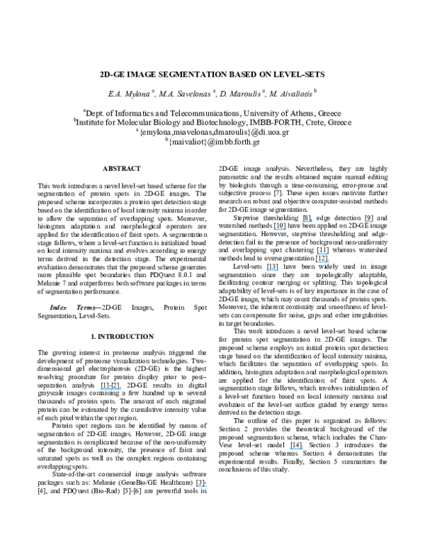 (PDF) 2D-GE image segmentation based on level-sets