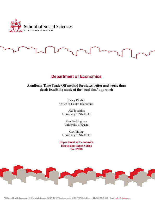 (PDF) A uniform time trade off method for states better and worse than ...