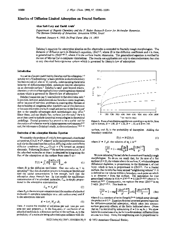 (PDF) Kinetics of diffusion-limited adsorption on fractal surfaces