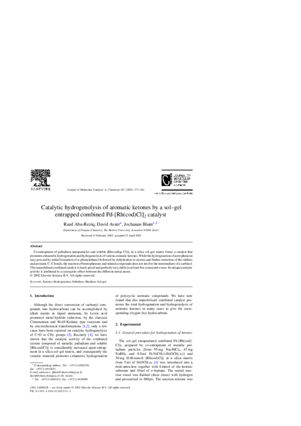 (PDF) Catalytic hydrogenolysis of aromatic ketones by a sol–gel ...