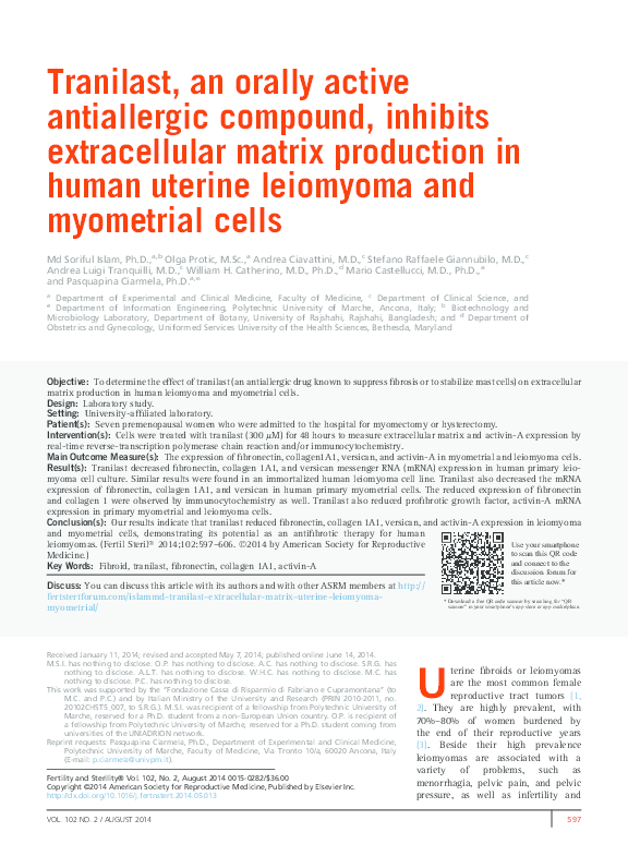 (PDF) Tranilast, an orally active antiallergic compound, inhibits ...