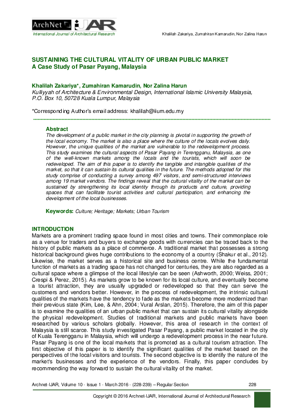 (PDF) SUSTAINING THE CULTURAL VITALITY OF URBAN PUBLIC MARKET: A Case ...