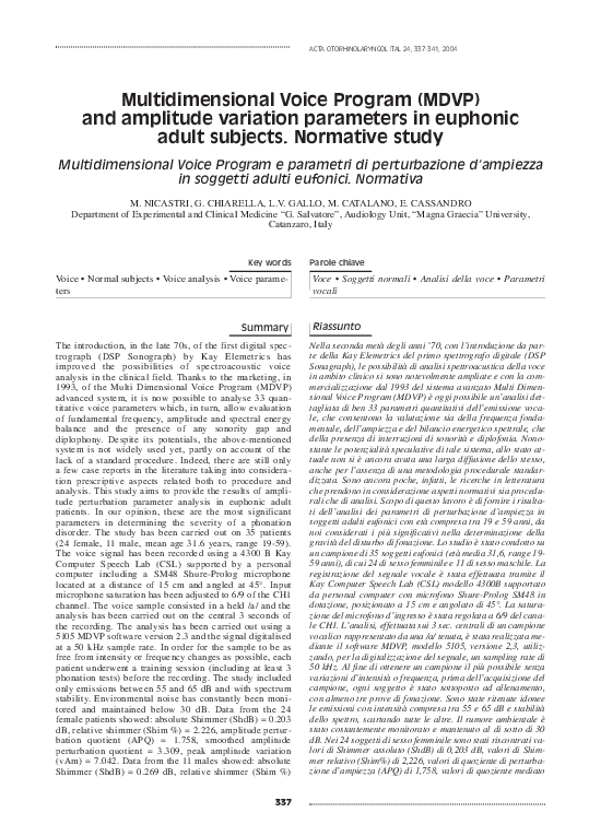 (PDF) Multidimensional voice program (MDVP) and amplitude variation parameters in euphonic adult ...