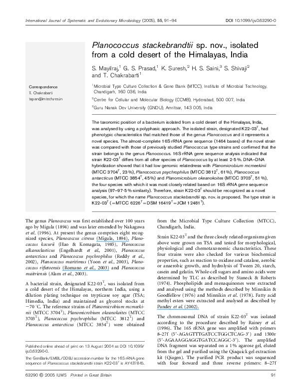 (PDF) Planococcus stackebrandtii sp. nov., isolated from a cold desert ...
