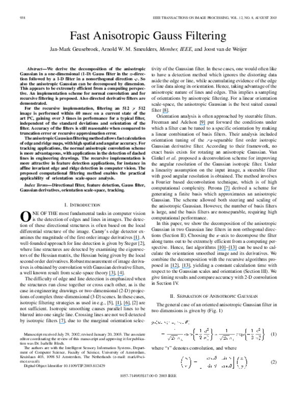 (PDF) Fast anisotropic gauss filtering