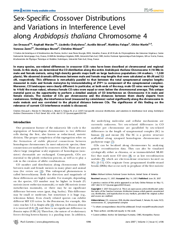Pdf Sex Specific Crossover Distributions And Variations In