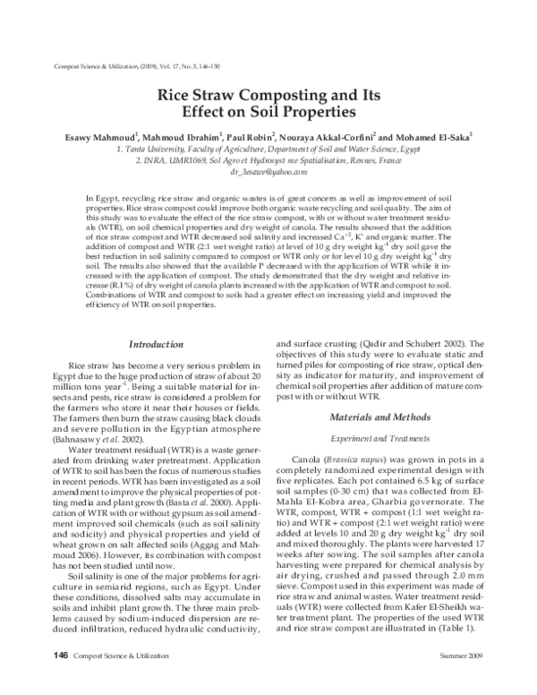 (PDF) Rice Straw Composting and Its Effect on Soil Properties