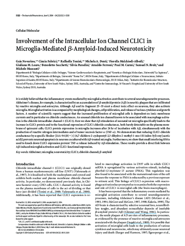 (PDF) Involvement of the Intracellular Ion Channel CLIC1 in Microglia ...
