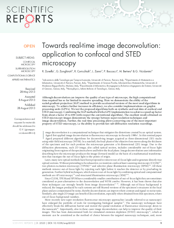 (PDF) Real-time Image Deconvolution for Confocal and STED Microscopy