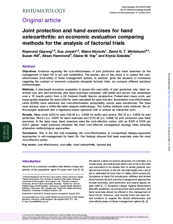 (PDF) Joint protection and hand exercises for hand osteoarthritis: an ...