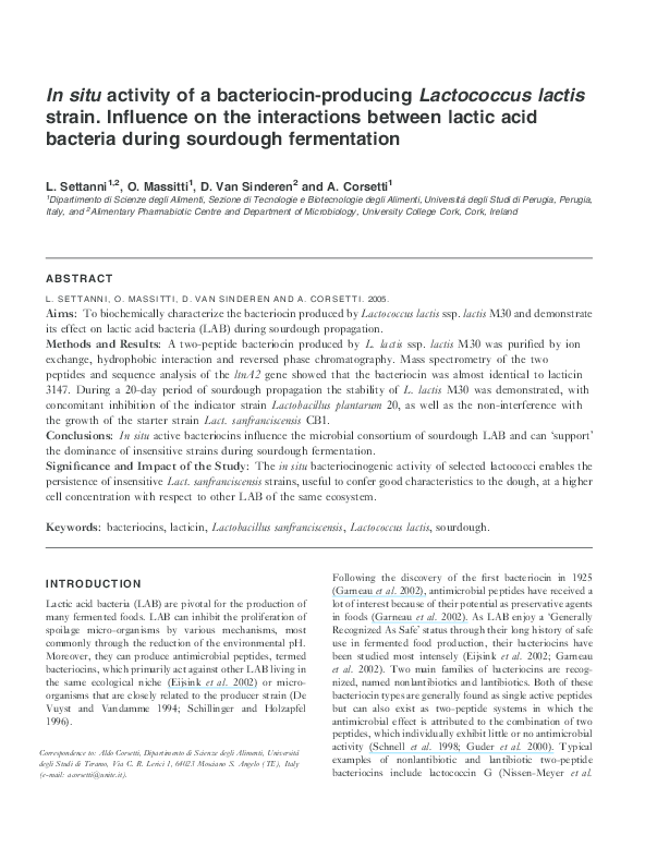 (PDF) In situ activity of a bacteriocin-producing Lactococcus lactis strain. Influence on the ...