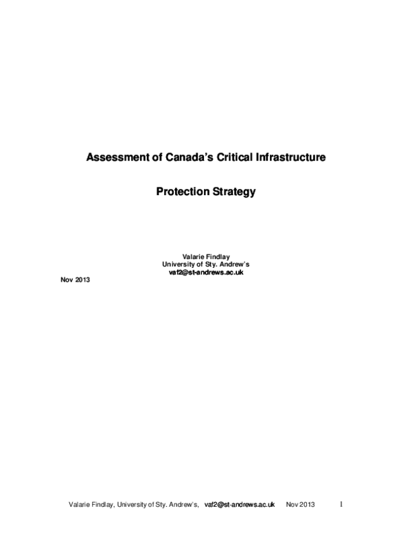 (PDF) Assessment of Canada's Critical Infrastructure Protection ...