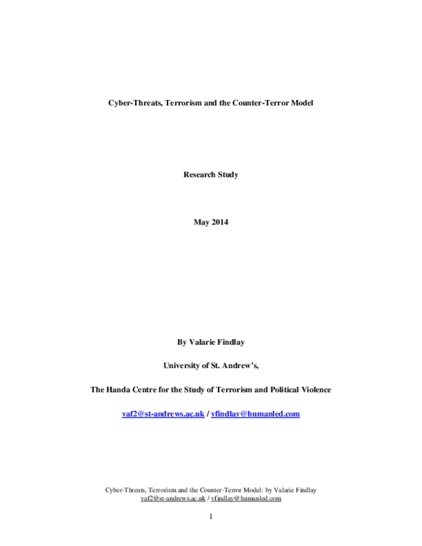 (PDF) Cyber-Threats, Terrorism and the Counter-Terror Model: by Valarie ...