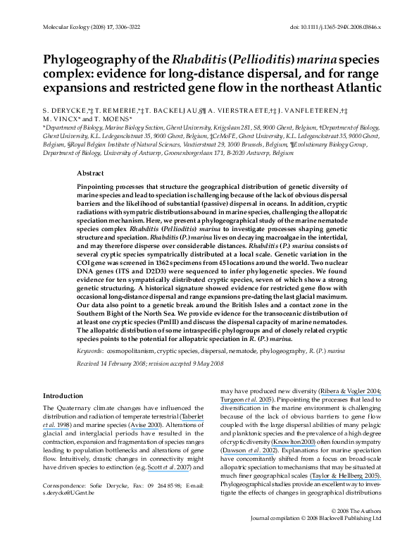 (PDF) Phylogeography of the Rhabditis ( Pellioditis ) marina species ...