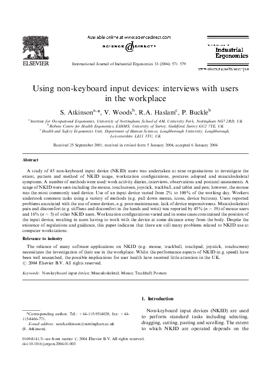 (PDF) Using non-keyboard input devices: interviews with users in the ...