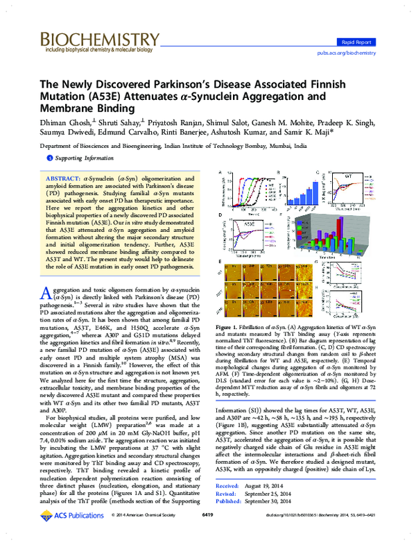 Pdf The Newly Discovered Parkinsons Disease Associated Finnish Mutation A53e Attenuates α