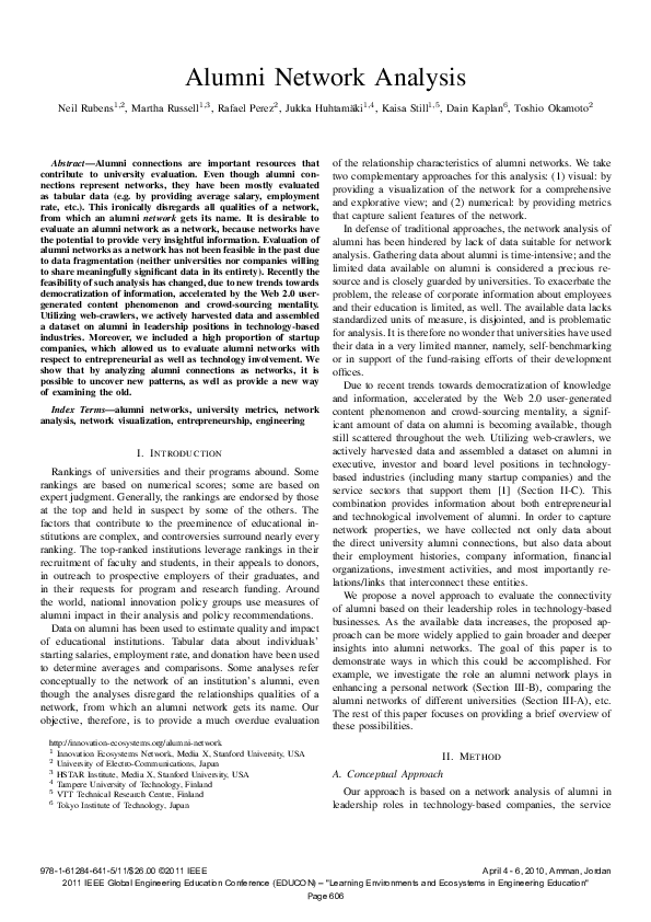(PDF) Alumni network analysis