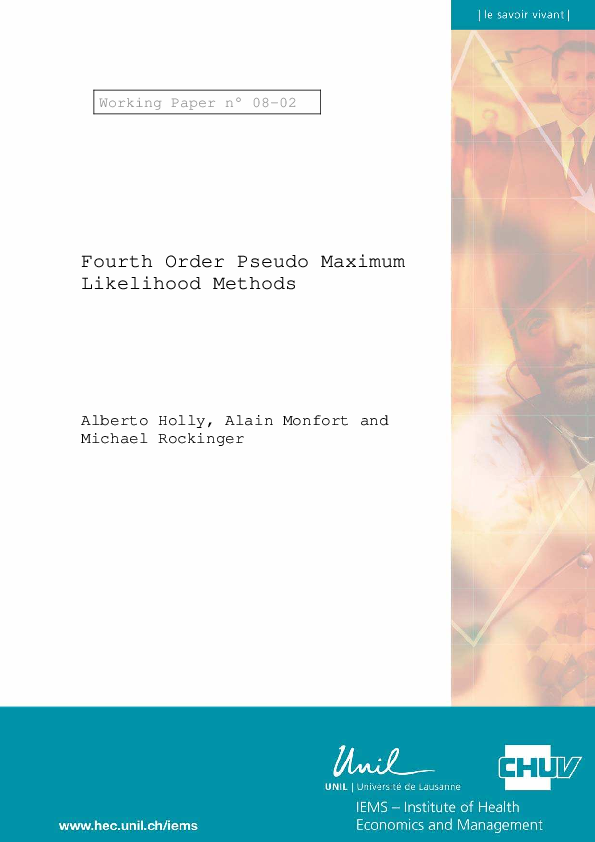 (PDF) Fourth order pseudo maximum likelihood methods | Alberto Holly ...