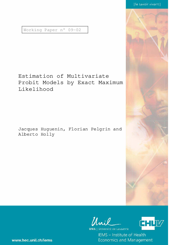 Pdf Estimation Of Multivariate Probit Models By Exact Maximum Likelihood 9658