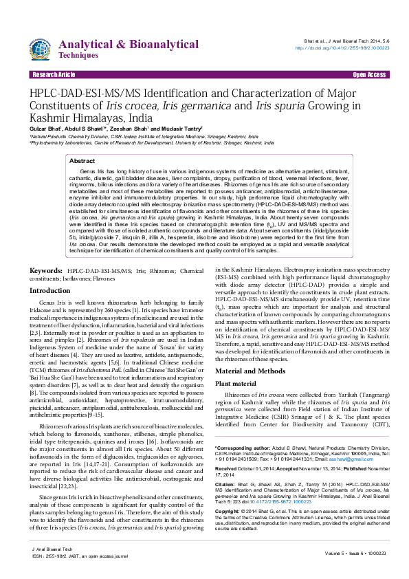 (PDF) HPLC-DAD-ESI-MS/MS Identification and Characterization of Major ...