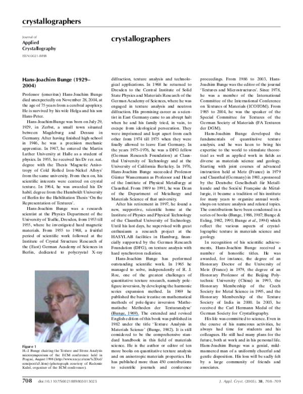 (PDF) Hans-Joachim Bunge (1929–2004)