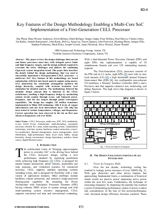 Pdf Key Features Of The Design Methodology Enabling A Multi Core Soc