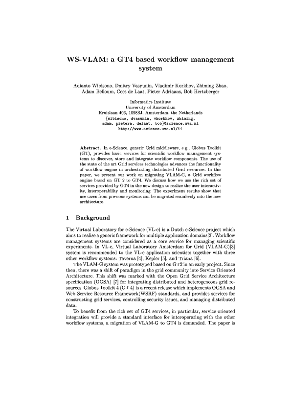 (PDF) WS-VLAM: A GT4 Based Workflow Management System