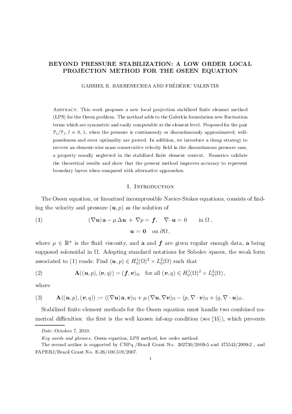 (PDF) Beyond pressure stabilization: A low-order local projection ...